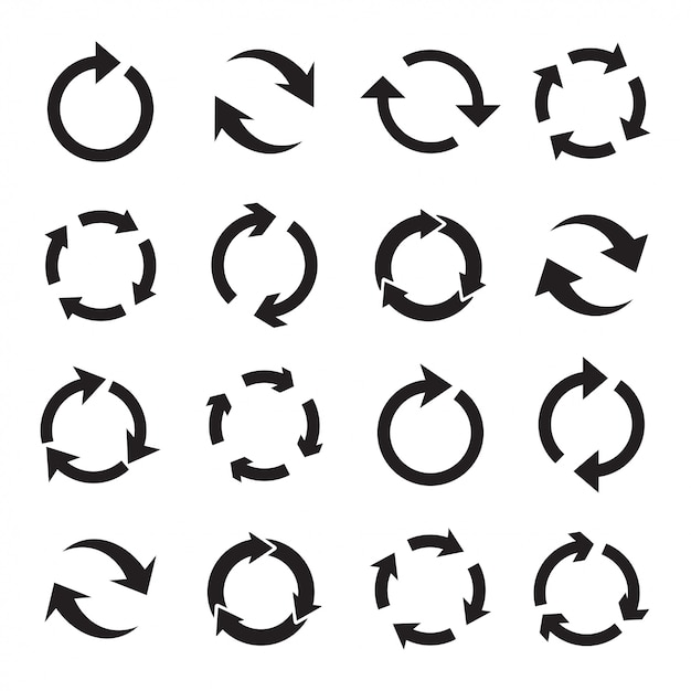 Conjunto De Flechas Negras Circulares Vector Premium