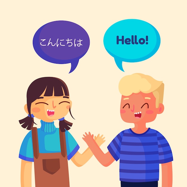 Conjunto de jóvenes hablando en diferentes idiomas | Vector Gratis Conjunto de jóvenes hablando en diferentes idiomas | Vector Gratis