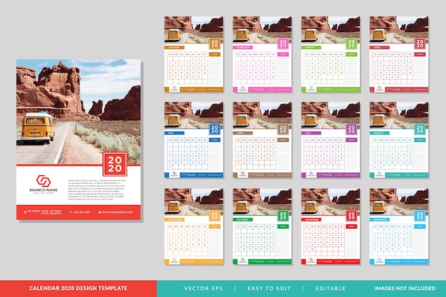 Conjunto de plantillas de calendario 2020 | Vector Premium Conjunto de plantillas de calendario 2020 | Vector Premium