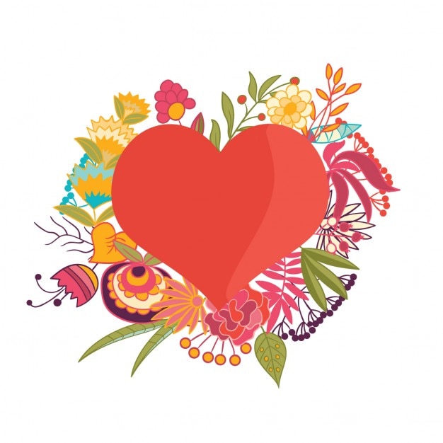 Corazón y flores | Vector Gratis