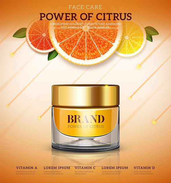 Crema hidratante a base de cítricos | Vector Premium Crema hidratante a base de cítricos | Vector Premium