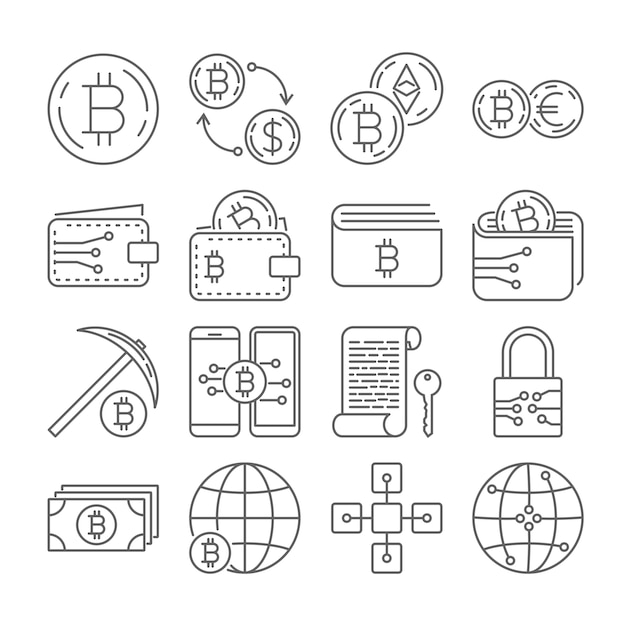 Cryptocurrency bitcoin icon set | Vector Premium Cryptocurrency bitcoin icon set | Vector Premium