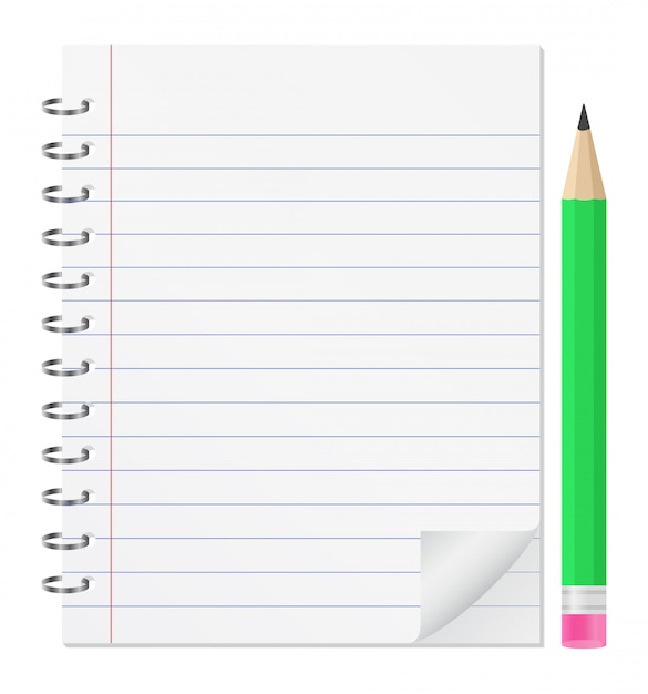 Cuaderno Con Lapiz Vector Premium