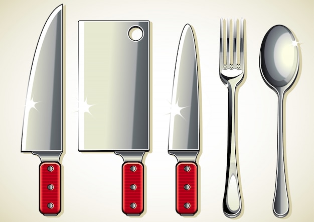 Cuchillos Tenedor Y Cuchara Vector Premium