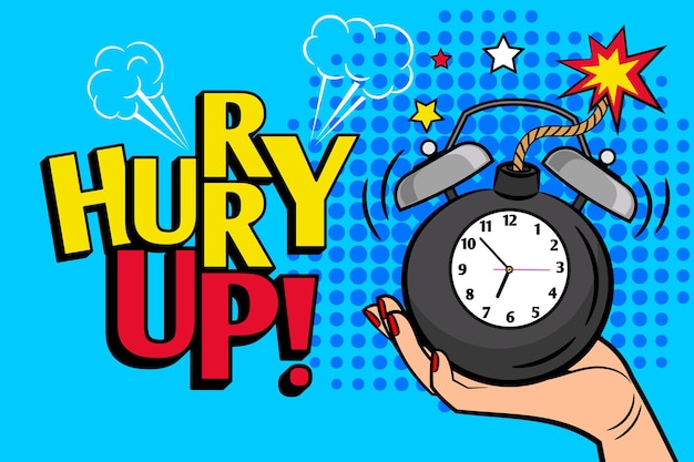 Darse prisa. cartel de hurryup vintage con reloj de bomba para venta de ... Darse prisa. cartel de hurryup vintage con reloj de bomba para venta de ...