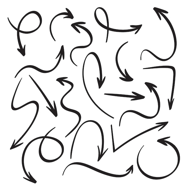 Dibujar Flechas Negras Conjunto De Iconos Vector Premium