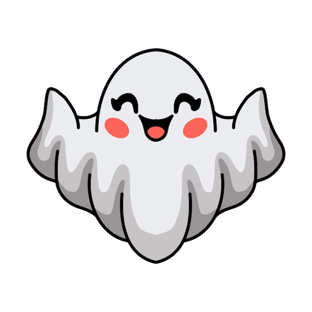 Dibujos Animados Lindo Fantasma Blanco De Halloween Vector Premium