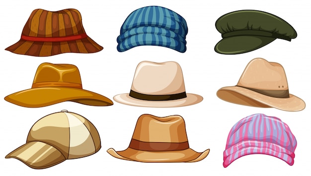 Diferentes tipos de hipster sombrero | Vector Premium Diferentes tipos de hipster sombrero | Vector Premium