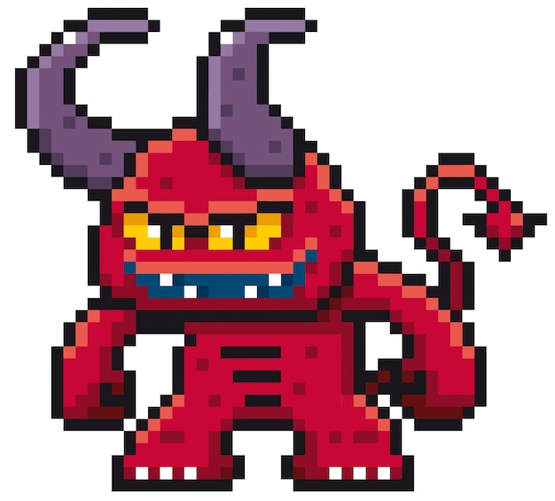 Diseño de dibujos animados monster pixel | Vector Premium Diseño de dibujos animados monster pixel | Vector Premium