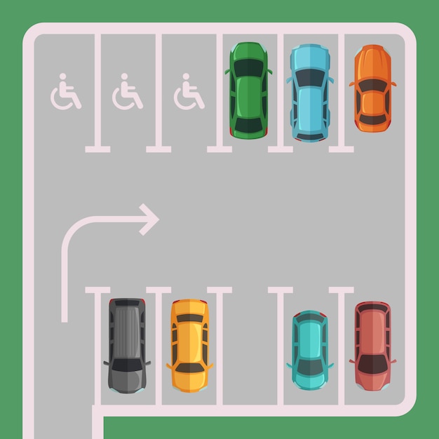 Estacionamiento con plazas para minusválidos. | Vector Premium Estacionamiento con plazas para minusválidos. | Vector Premium
