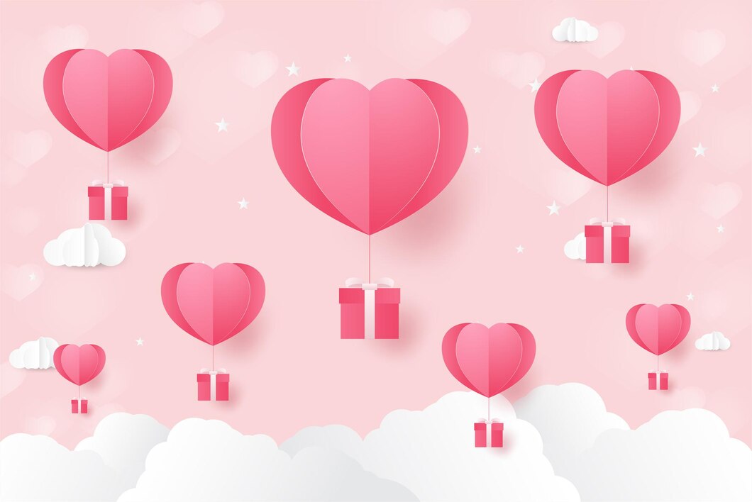 Un Estilo De Arte De Papel En Forma De Corazón Día De San Valentín