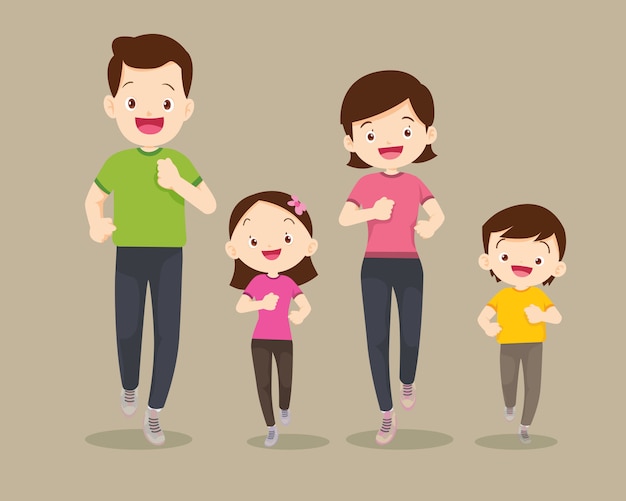 Familia trotando y haciendo ejercicio juntos | Vector Premium Familia trotando y haciendo ejercicio juntos | Vector Premium