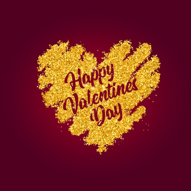 Feliz Día De San Valentín Letras Con Corazón De Oro Vector Premium