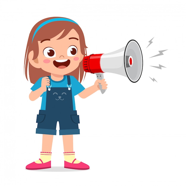 Feliz niña niño lindo con megáfono | Vector Premium Feliz niña niño lindo con megáfono | Vector Premium