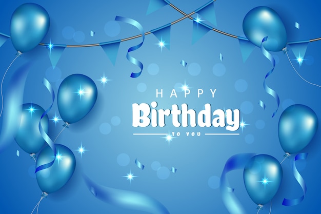 Fondo De Cumpleaños Azul Con Globos Realistas Premium Vector Premium