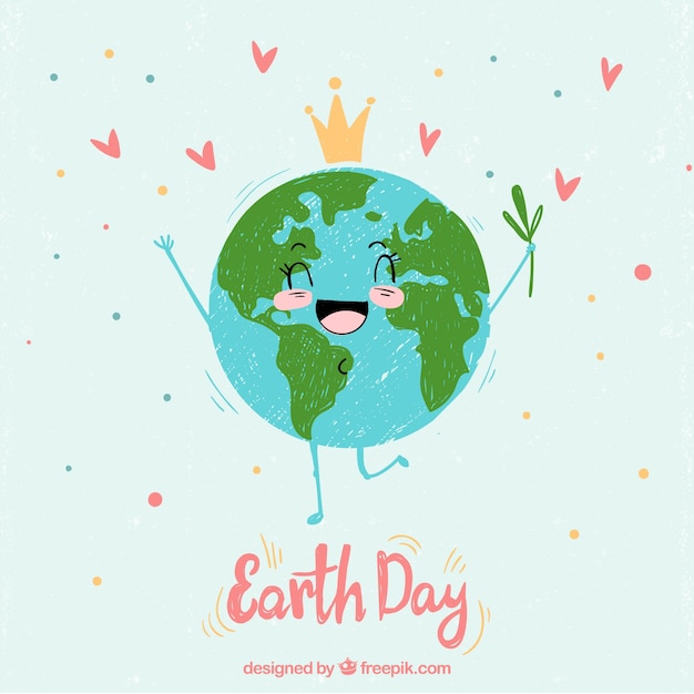 Fondo dibujado a mano con planeta tierra alegre | Vector Gratis Fondo dibujado a mano con planeta tierra alegre | Vector Gratis