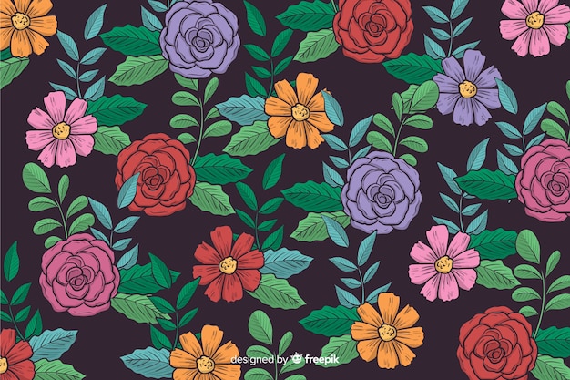 Fondo flores coloridas dibujadas a mano | Vector Gratis Fondo flores coloridas dibujadas a mano | Vector Gratis