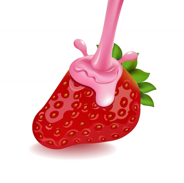 Fresa con salpicaduras de jugo. icono de comida deliciosa vector ... Fresa con salpicaduras de jugo. icono de comida deliciosa vector ...
