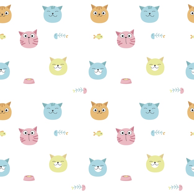 Gatos Graciosos Vector De Patrones Sin Fisuras Diseño Creativo Para