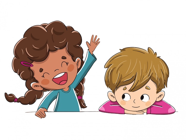 Grupo De Niños En Clase Vector Premium