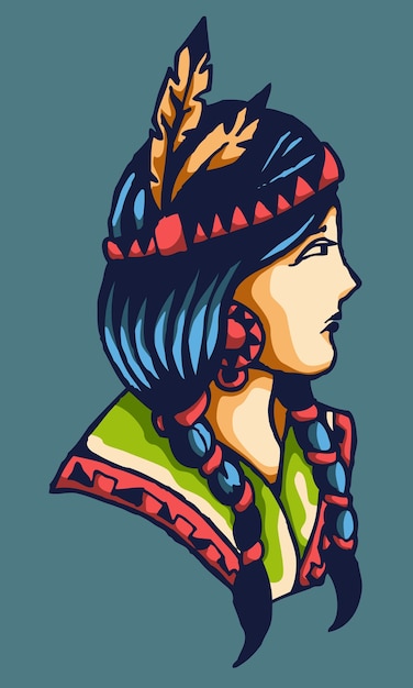 Hermosa mujer indígena nativa americana | Vector Premium Hermosa mujer indígena nativa americana | Vector Premium