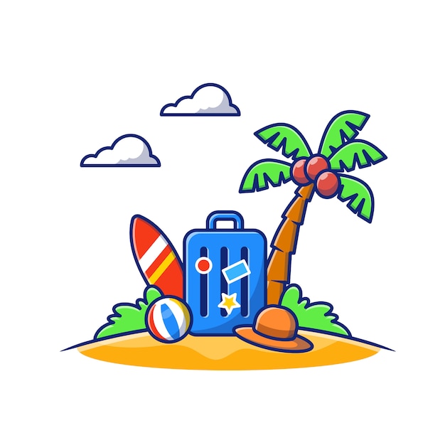 Ilustración De Dibujos Animados De Viajes De Vacaciones De Verano