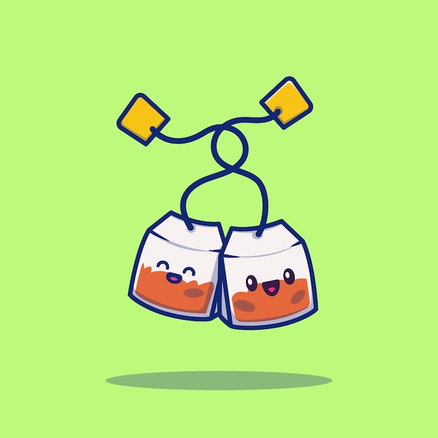 Ilustración linda del icono de la historieta de la bolsita de té ... Ilustración linda del icono de la historieta de la bolsita de té ...