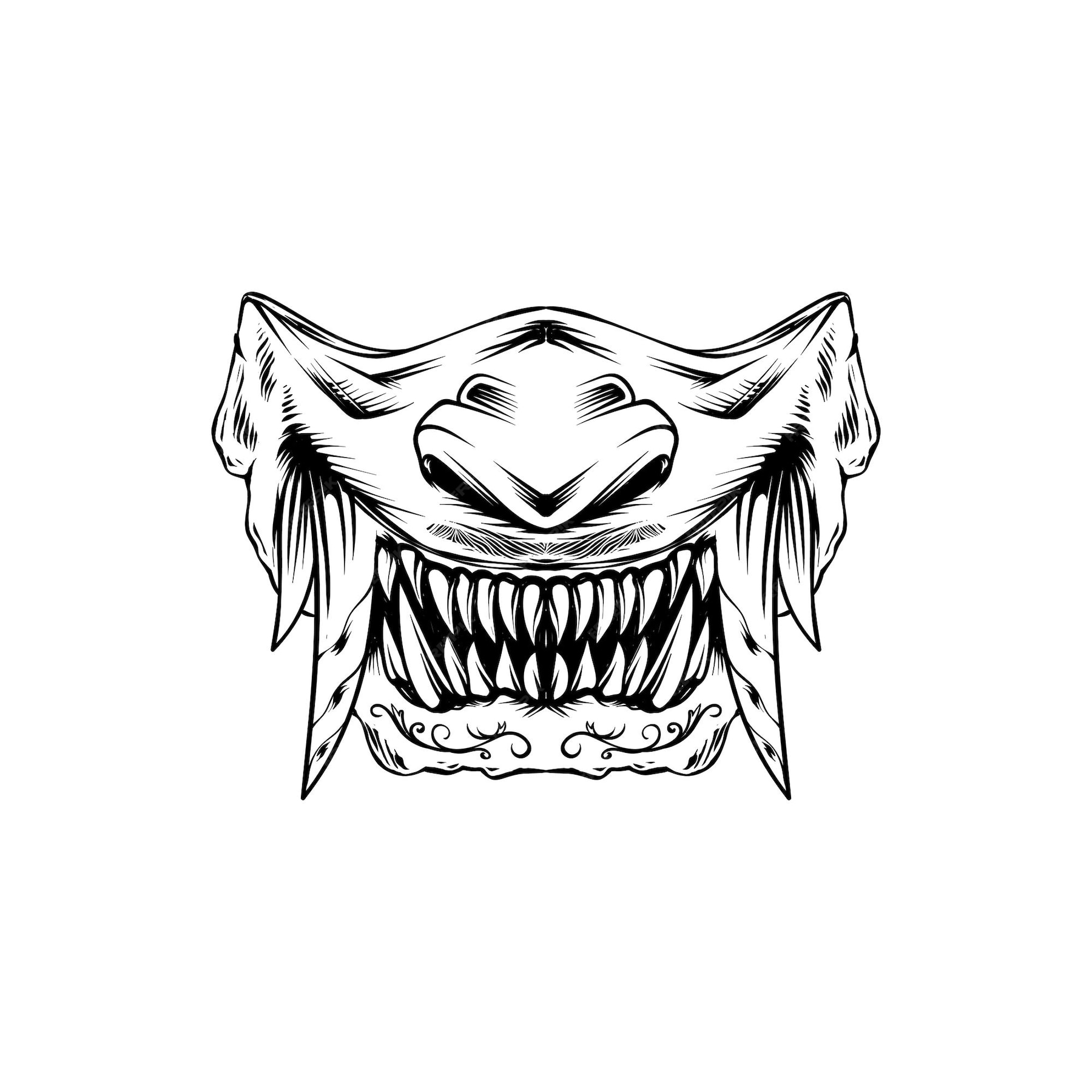 Ilustración de máscara de oni de diablo japonés rojo bosquejo | Vector ... Ilustración de máscara de oni de diablo japonés rojo bosquejo | Vector ...