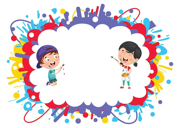 Ilustración De La Pintura De Los Niños Vector Premium