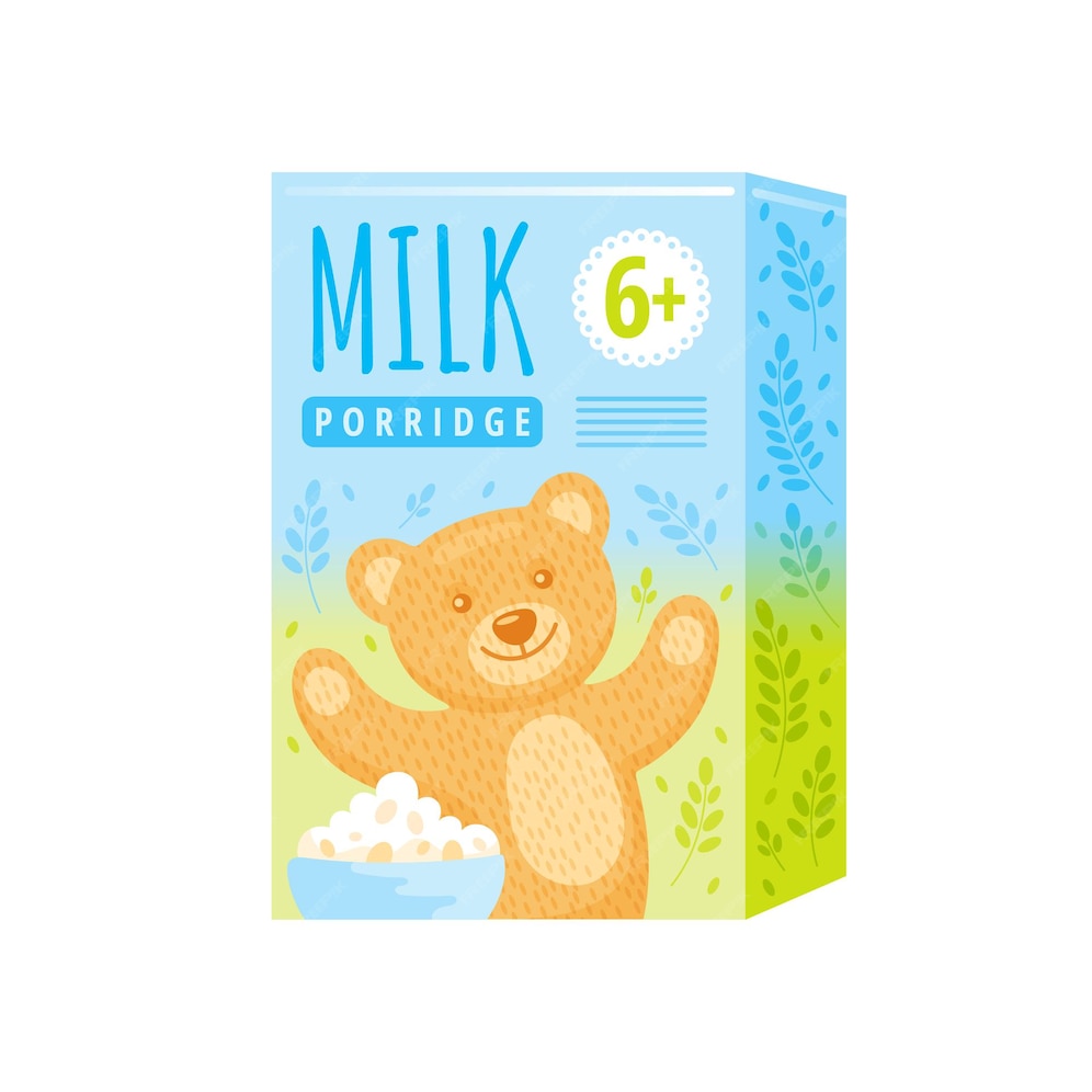 Ilustración de vector de caja de comida de cereal de bebé. icono de ... Ilustración de vector de caja de comida de cereal de bebé. icono de ...