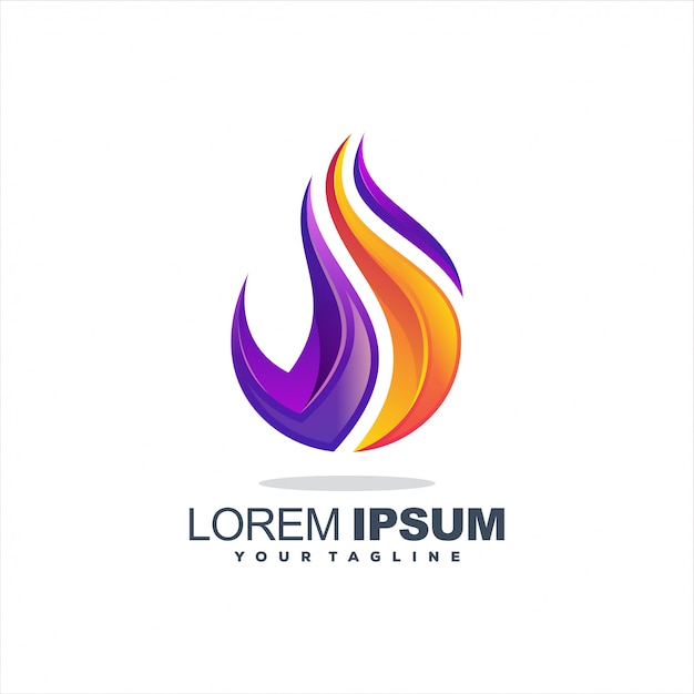 Impresionante diseño de logotipo degradado de llama | Vector Premium Impresionante diseño de logotipo degradado de llama | Vector Premium