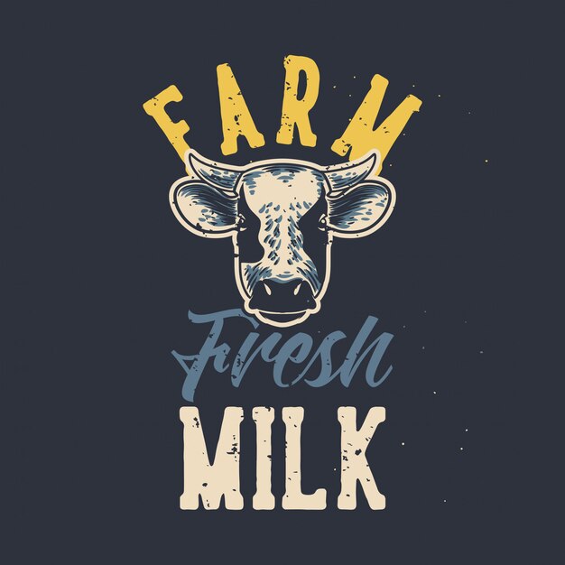 Lema vintage tipografía granja leche fresca | Vector Premium Lema vintage tipografía granja leche fresca | Vector Premium