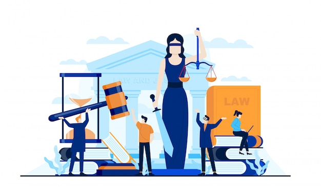 Ley Justicia Ilustración Plana Vector Premium