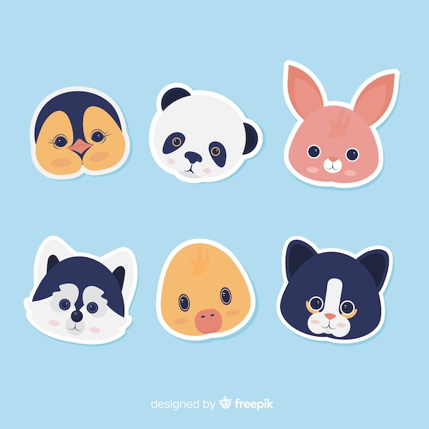 Linda colección de cabezas de animales | Vector Gratis Linda colección de cabezas de animales | Vector Gratis