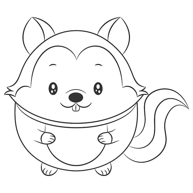 Lindo Dibujo De Ardilla Para Colorear Vector Premium