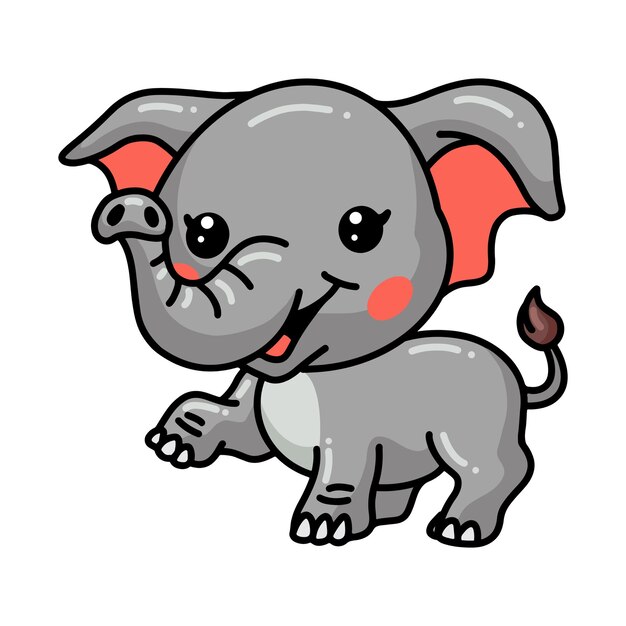 Lindo, elefante bebé, caricatura, posar | Vector Premium Lindo, elefante bebé, caricatura, posar | Vector Premium