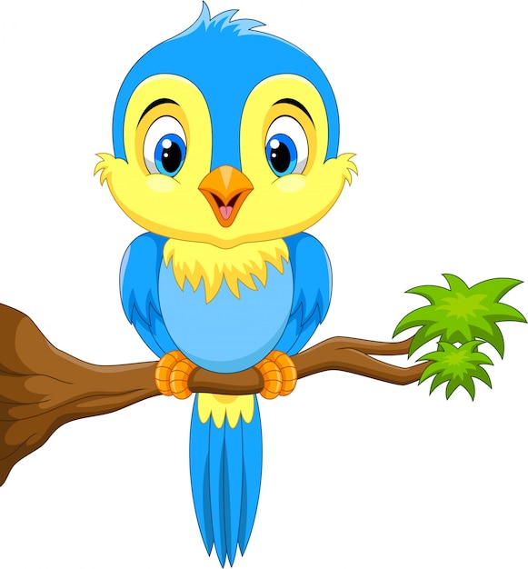Lindo pájaro azul en una rama de árbol | Vector Premium Lindo pájaro azul en una rama de árbol | Vector Premium