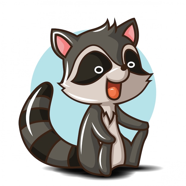 Lindo Personaje De Dibujos Animados De Mapache Vector Premium
