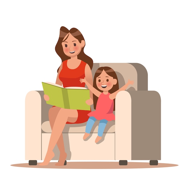 Madre e hija leyendo un libro | Vector Premium Madre e hija leyendo un libro | Vector Premium