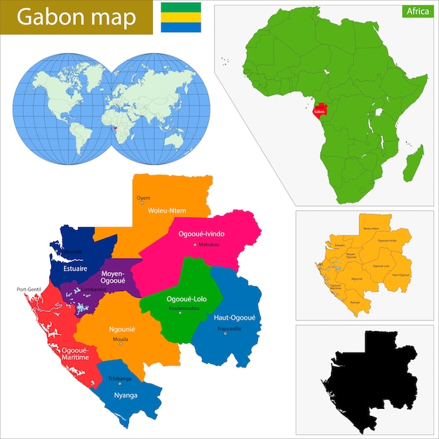 Mapa De Gabón Vector Premium
