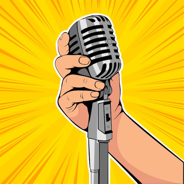 Micrófono De Mano Vector Premium