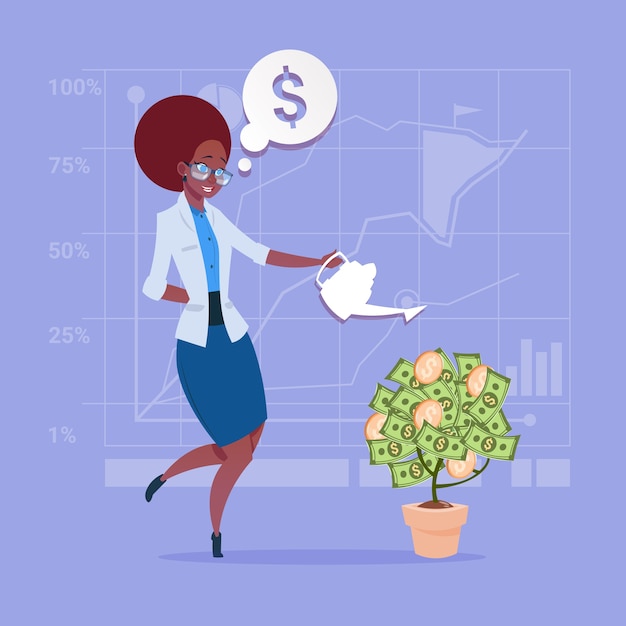 Mujer De Negocios Afroamericana Vector Premium