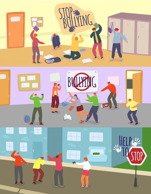 Niños de la escuela bullying ilustraciones, dibujos animados enojado ... Niños de la escuela bullying ilustraciones, dibujos animados enojado ...