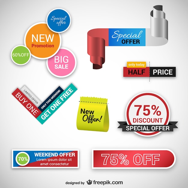 Pack de pegatinas de rebajas | Vector Gratis Pack de pegatinas de rebajas | Vector Gratis