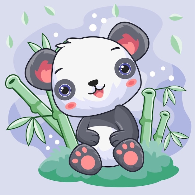 Panda lindo de dibujos animados jugando en el jardín de bambú aislado ... Panda lindo de dibujos animados jugando en el jardín de bambú aislado ...