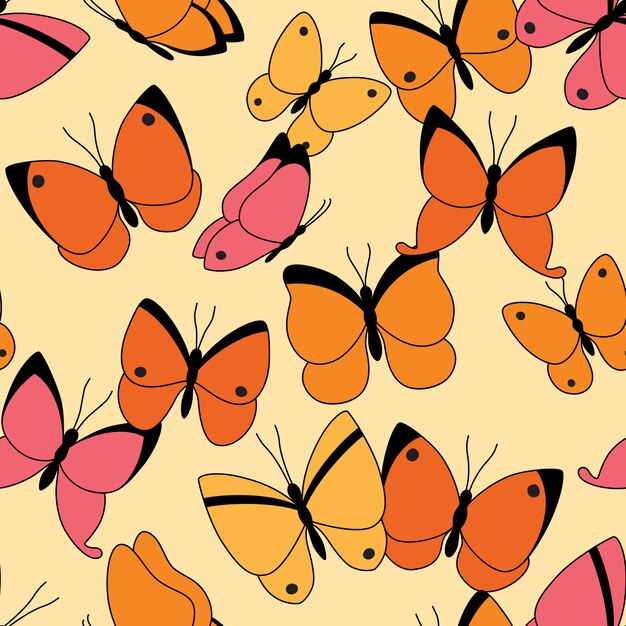 Patrón sin costuras con mariposas | Vector Premium Patrón sin costuras con mariposas | Vector Premium