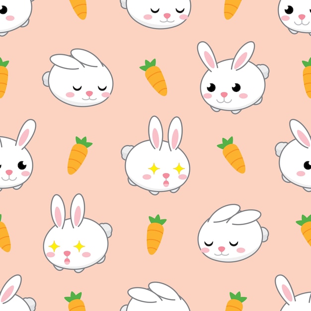Patrón de vector lindo conejo y zanahoria sin costuras | Vector Premium Patrón de vector lindo conejo y zanahoria sin costuras | Vector Premium