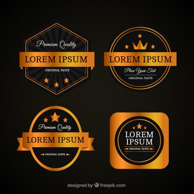 Pegatinas de calidad alta doradas lujosas | Vector Gratis Pegatinas de calidad alta doradas lujosas | Vector Gratis