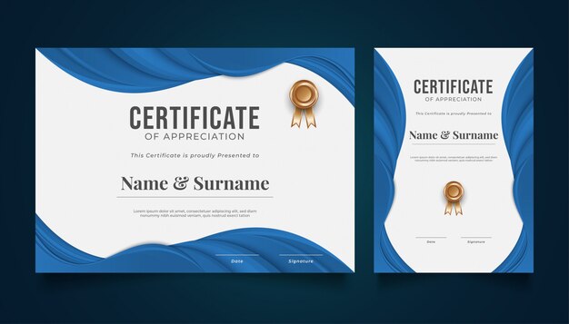 Plantilla de certificado moderno con estilo de corte de papel azul ... Plantilla de certificado moderno con estilo de corte de papel azul ...