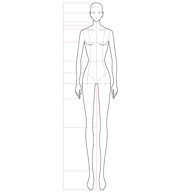 Plantilla De Figura De Cuerpo De Moda Vector Premium
